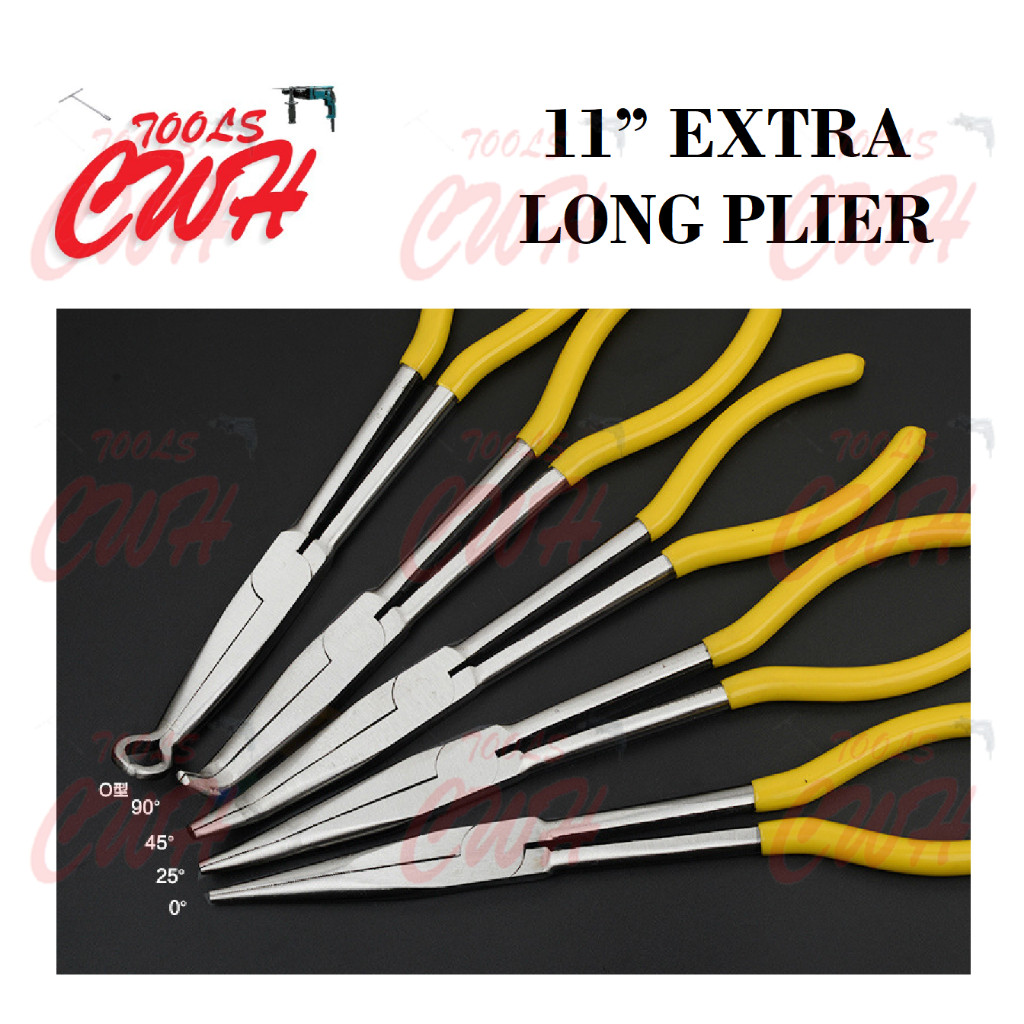 PRC 11" EXTRA Long NEEDLE Nose FLAT JAW Plier 25/45/90° DEGREE TANG ...