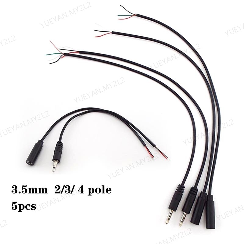 5pcs 1M 0.3M 3.5mm 3 4 pole Stereo AUX Male Female wire Connector Audio Extension Cable 3 4 wire ...