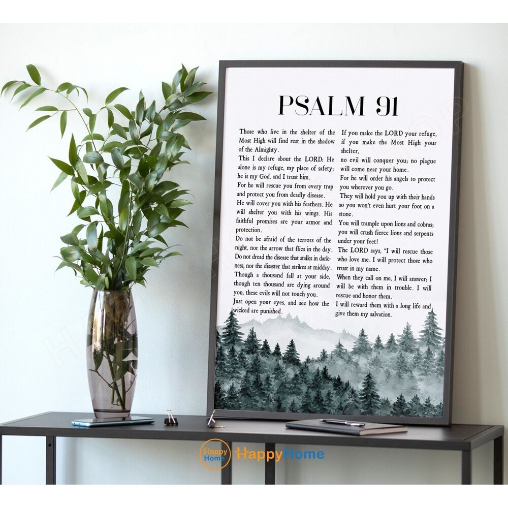 Psalm 91 NLT New Living Translation Bible Verse Wall Art Scripture ...