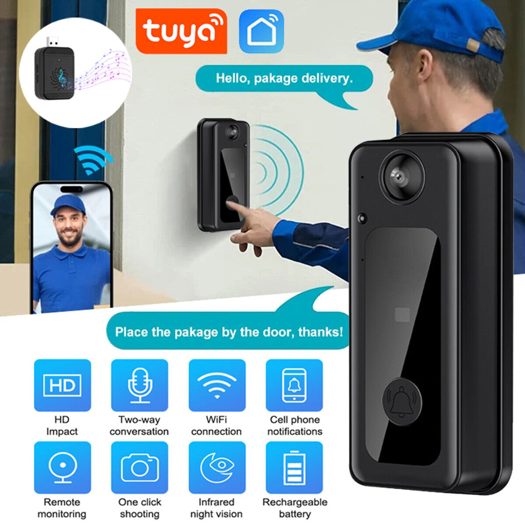 Smart Wireless WiFi Video Doorbell Phone Security Camera Intercom Door ...