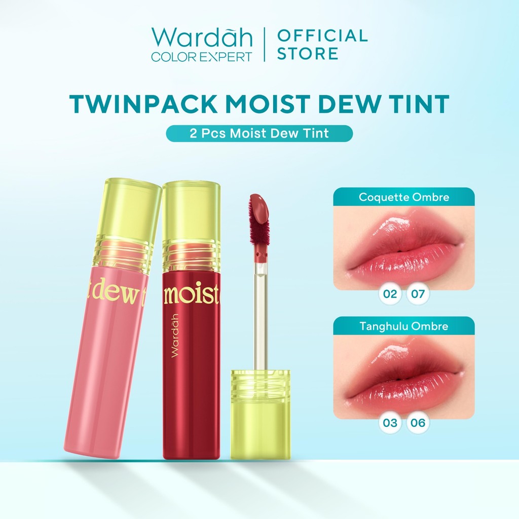 [BUY 2 GET 3] Wardah Moist Dew Tint [TWINPACK] - Moisturizing Ombre Lip ...