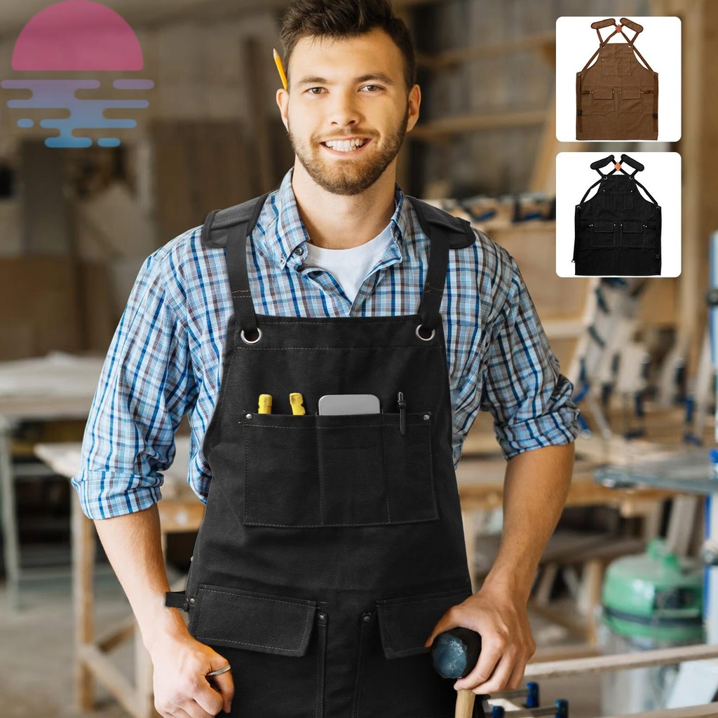 Woodworking Apron with 5 Tool Pocket Heavy Duty Work Apron Oxford Cloth ...
