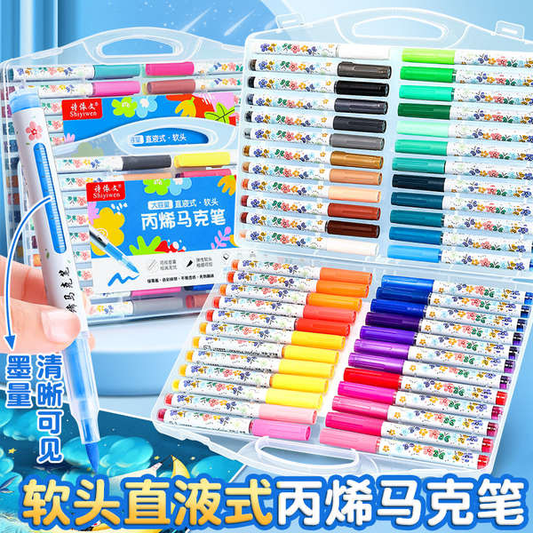 pensel warna pencil warna Pen penanda akrilik cecair lurus untuk ...