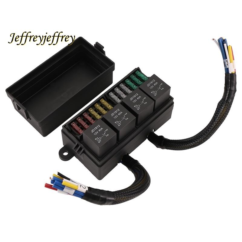 12V Car Fuse Relay Box Pre-Wired Fuse and Relay Box with 4 Relay 12 Way ...
