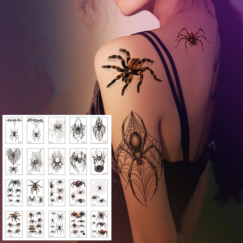 Realistic Spider Tattoo Spooky Halloween Spider Tattoo Stickers ...