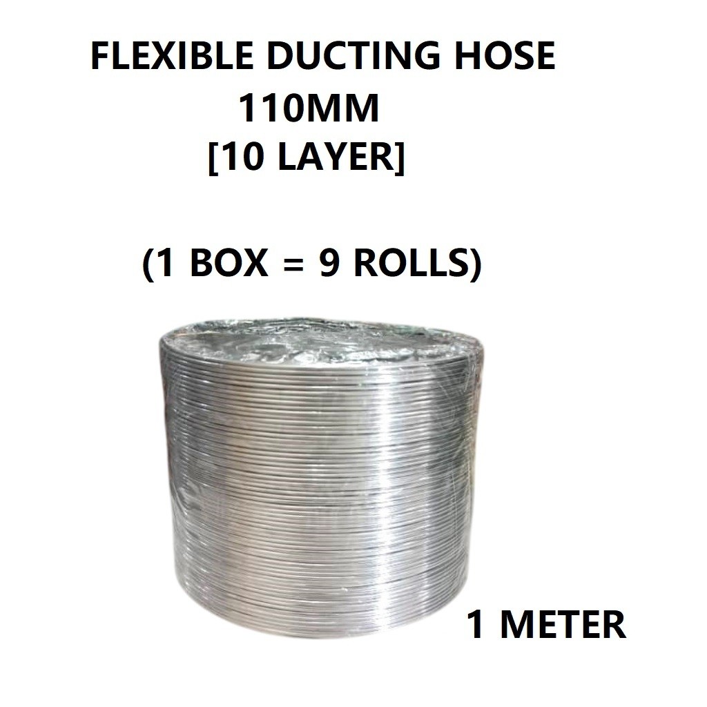 (1 BOX=9 ROLLS) [10 Layer] 110mm (1 meter/roll) Aluminium Flexible Air ...