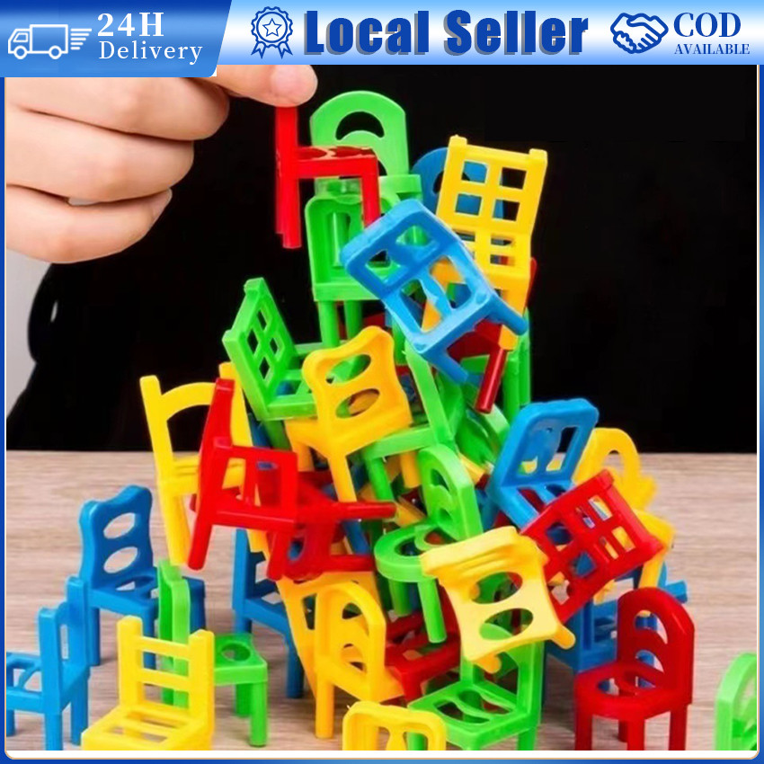 48Pcs/Set Mini Balance Chairs Stacking Game Funny Multiplayers Game ...
