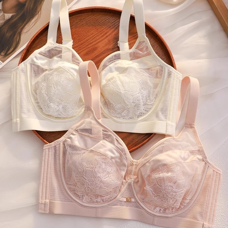 Women Thin Big Breasts Soft Steel Ring Rabbit Ear Cup Sexy Lace ...