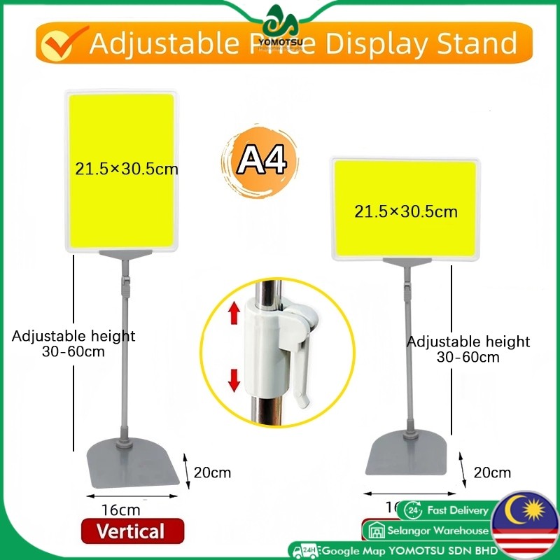 A4 Promotion Poster Price Stand QR Code Signboard Adjustable Height ...