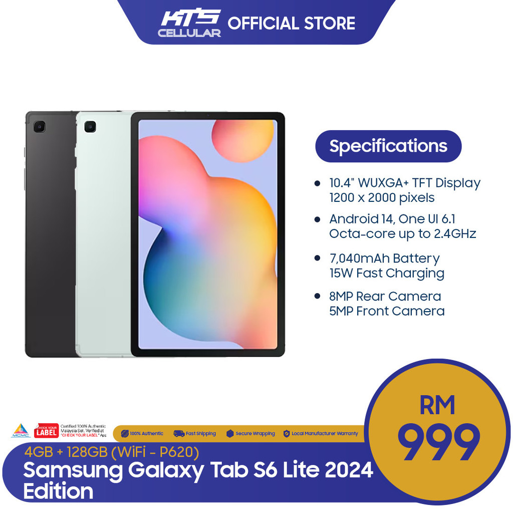Samsung Galaxy Tab S6 Lite 2024 Edition (Wifi-P620/LTE-P625)(4GB+128GB) Tablet - Original 1 Year ...