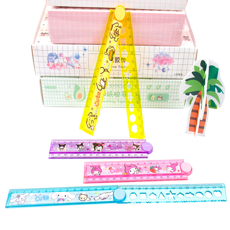 guyumao Cartoon Sanrio Folding Ruler 30cm Plastic Ruler Wave Line ...