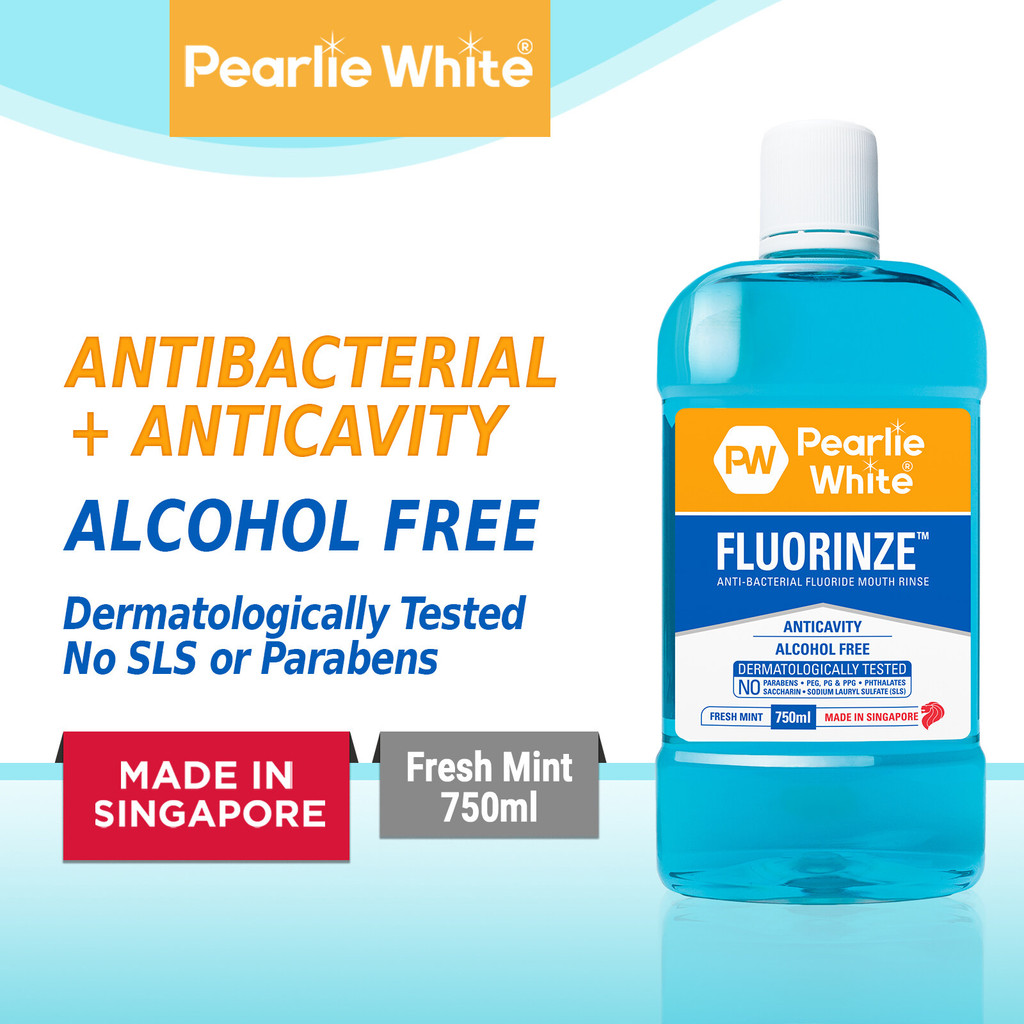 Pearlie White Fluorinze Antibacterial Fluoride Mouth Rinse 500ml ...