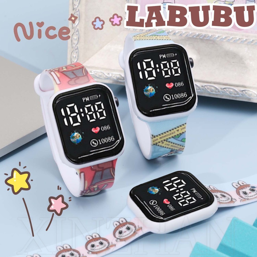 Labubu Digital Display Square Sport Watch - Fashion, Cute, Waterproof ...