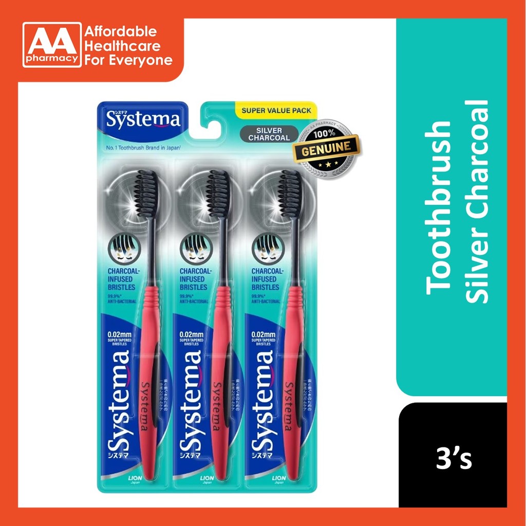 Systema Toothbrush Silver Charcoal 3 pcs (Super Value Pack) | Shopee ...