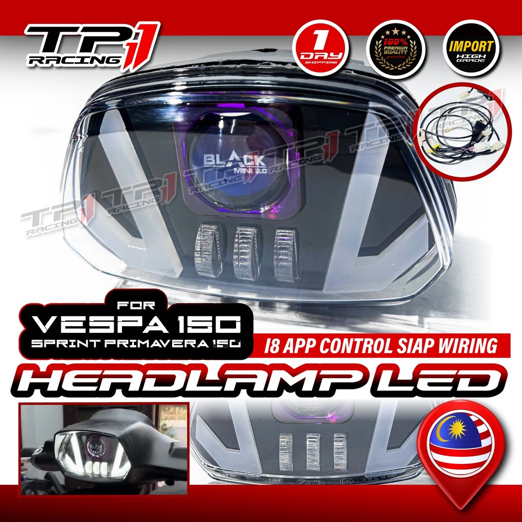 Headlamp LED IMPORT VTN VESPA Sprint Primavera 150 CC Front Headlight ...