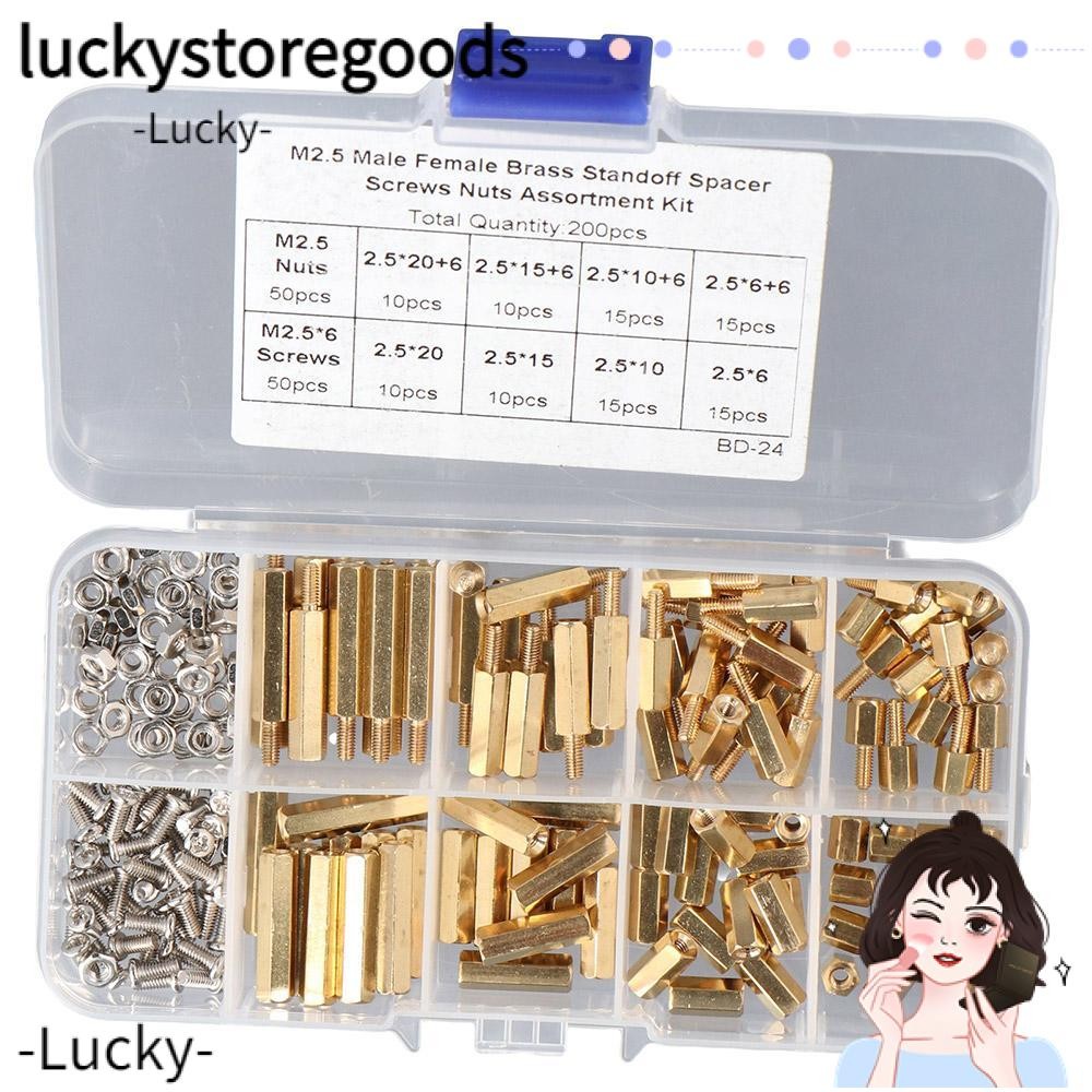LUCKY 200 Pcs Standoff Screw Nut Assortment Kit, Gold M2.5 Male Female ...