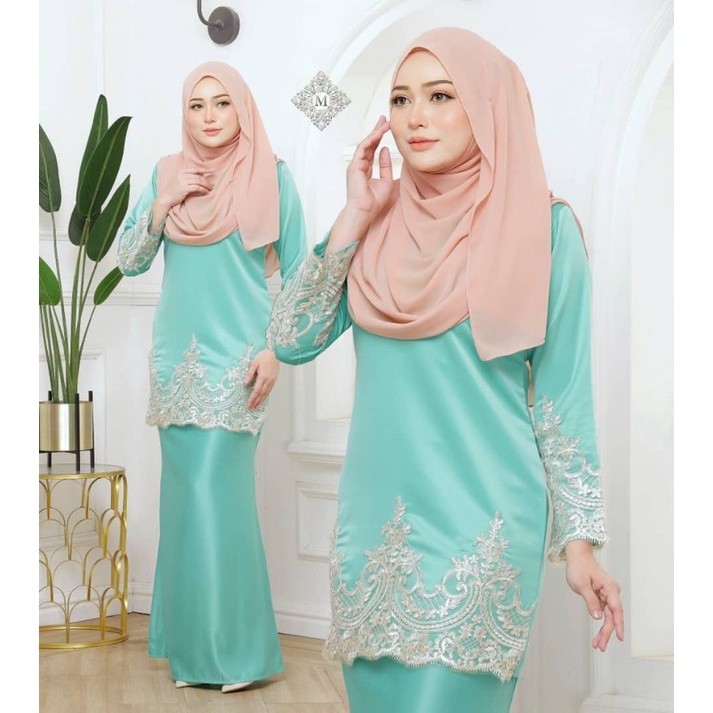 BAJU KURUNG MODEN LACE PAERL SKIN BAJU RAYA 2025 PLUS SIZE KURUNG PURPLE LILAC MINT GREEN PEACH ...