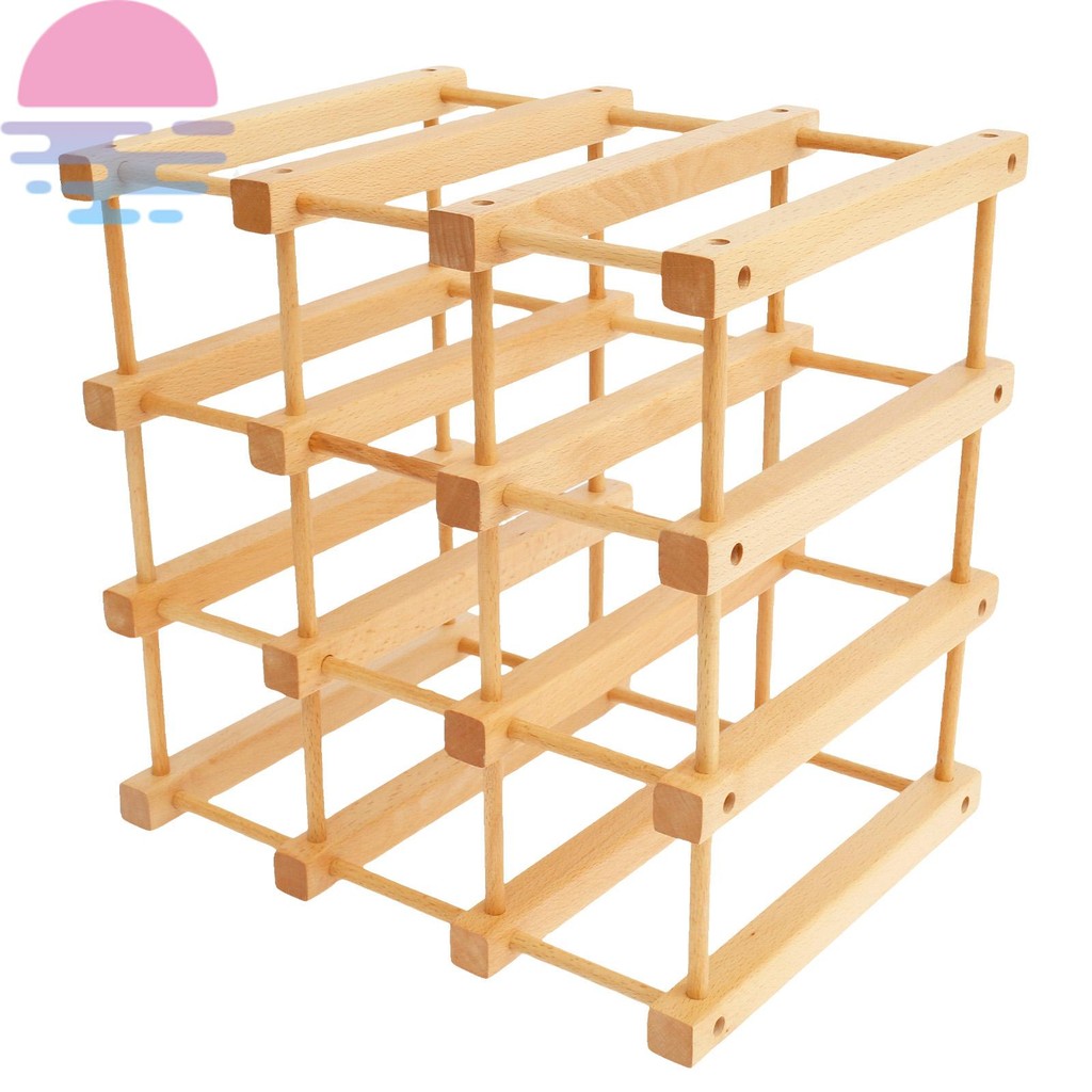 12 Bottles Red Wine Rack Organizer Wooden DIY Assembled Wine Rack ...