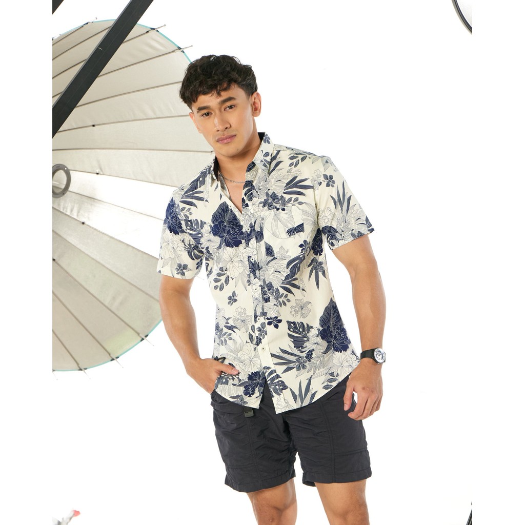 I Am Famous Slim Fit Shirt - Light Blue Floral | Shopee Malaysia