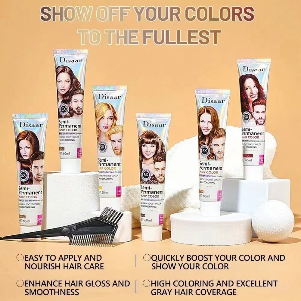 Disaar Semi-Permanent Hair Color 60ml – 6 Shades: Brown Black, Dark ...