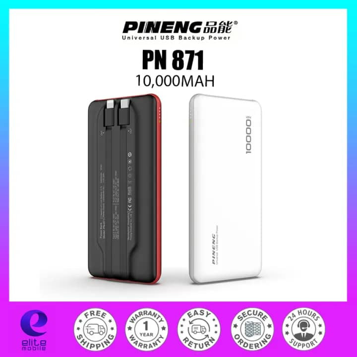 **Pineng PN-871 10000mAh Power Bank with 2 Inputs, 2 Outputs, Built-in ...