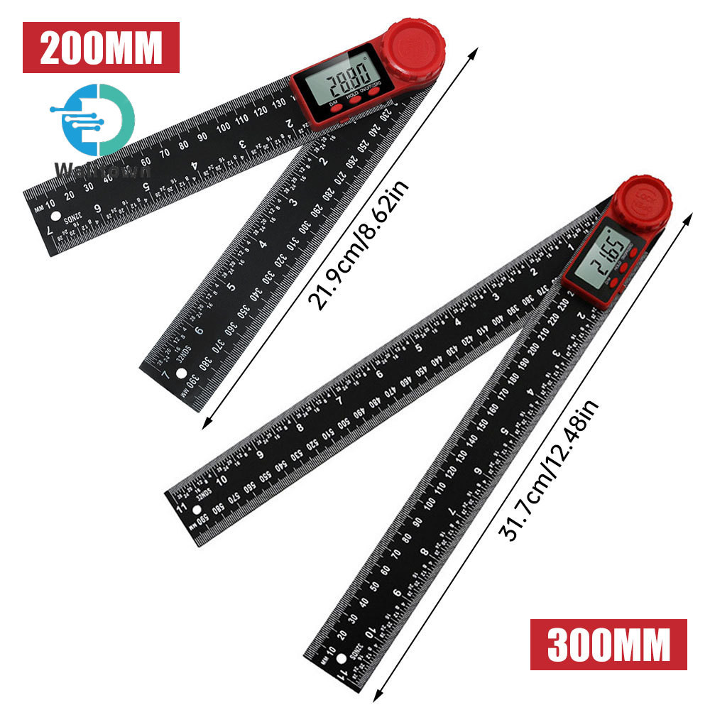 200/300MM 2-in-1 Digital Angle Ruler Protractor Digital Black Vernier ...