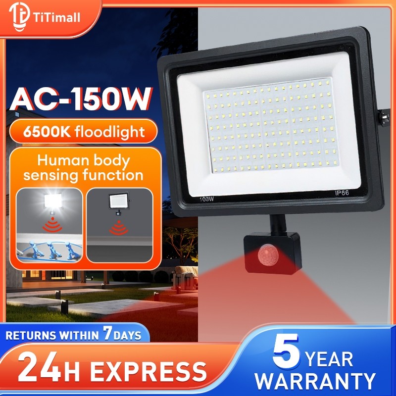 Minimum Price Led Spotlight Human Body Induction Flood Light 150W Outdoor Lighting Ip66 Daylight ...