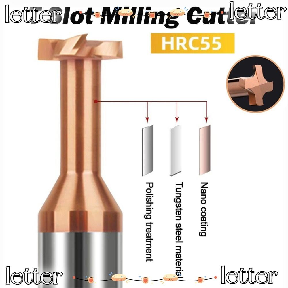 LETTER T-Groove End Mills, Carbide Coating T Slot Milling Cutter, 4 ...