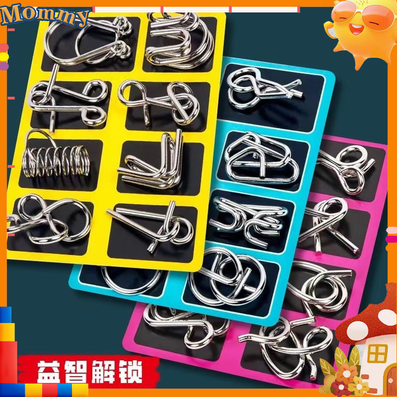 【🇲🇾 Ready Stock】Metal puzzle 8pcs Metal Wire Puzzle IQ Mind Brain ...