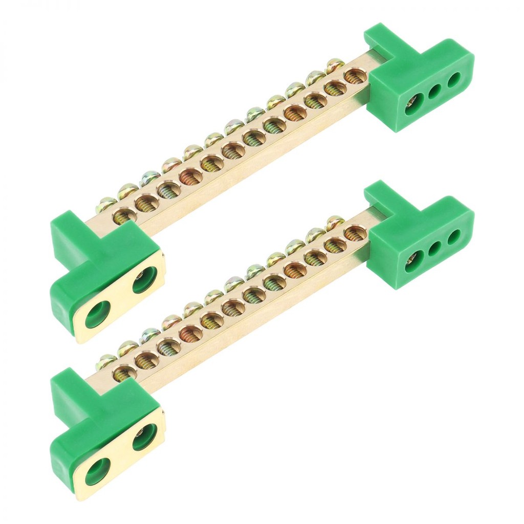 2 pcs 12 Positions Serviceable Screw Brass Terminal Grounding Strip Bus ...