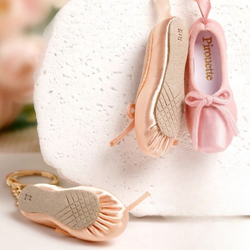 Mini Ballet Shoes Keychain Pendant Satin Pointe Shoes Keychain with ...