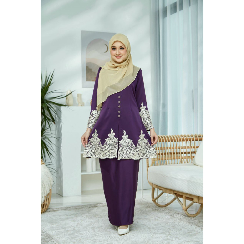 BAJU KEBAYA MODEN CANTIK BAJU RAYA 2025 PLUS SIZE KURUNG PURPLE LILAC DUSTY PURPLE MAROON ASH ...