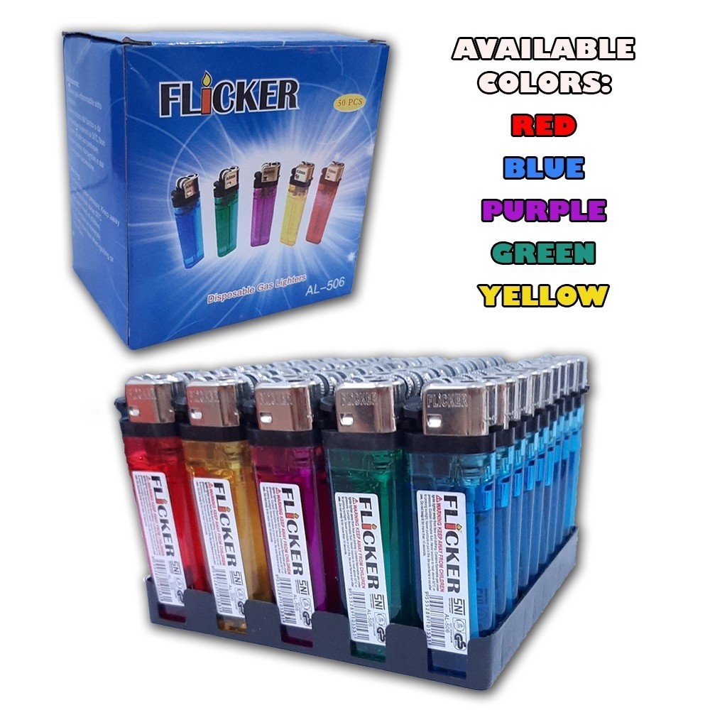 (1Box - 50Pcs) Flicker Disposable Gas Lighter / Pemetik Api Gas Flicker ...