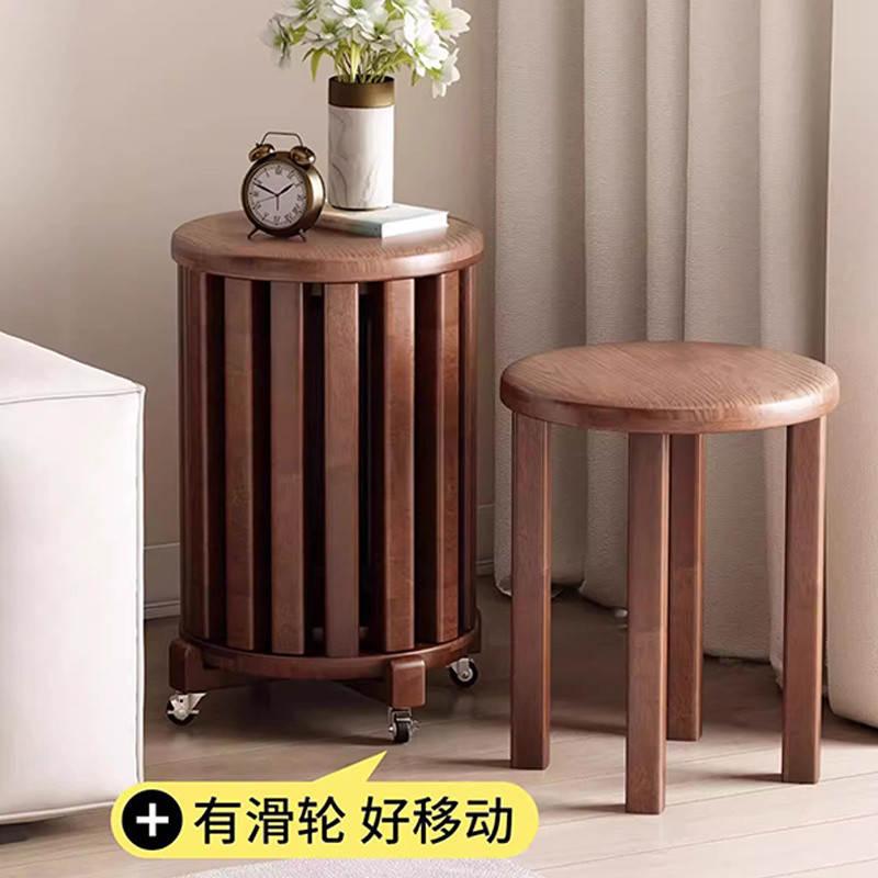 Imitation Solid Wood with Wheels Jenga Dining Chair Home Stool ...