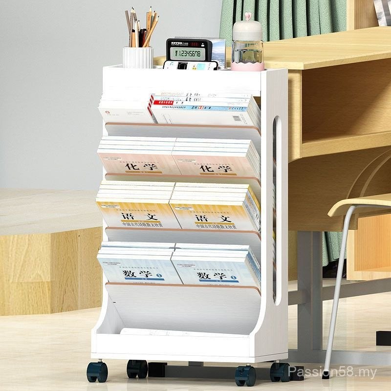 Movable Bookshelf Shelf Bookcase Book Storage Organization Floor Simple ...