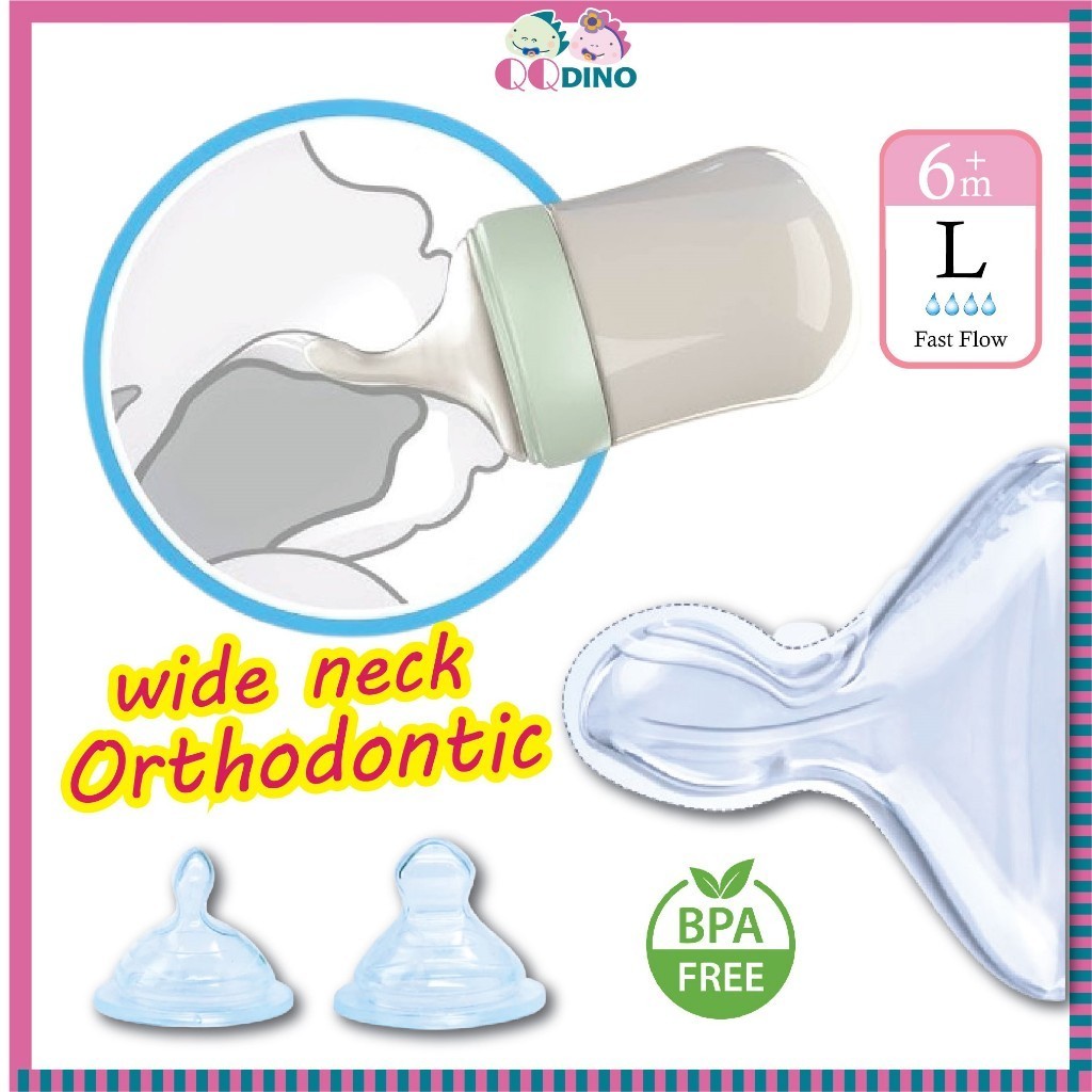 Orthodontic Wide Neck Teat Nipple Puting Botol Susu Baby 6months+ leper ...