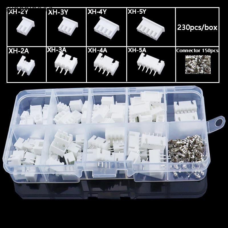 shine 230Pcs XH2.54 PH2.0 2p 3p 4p 5 Pin 2.54mm 2.0mm Pitch Terminal Kit JST Connector Wire ...