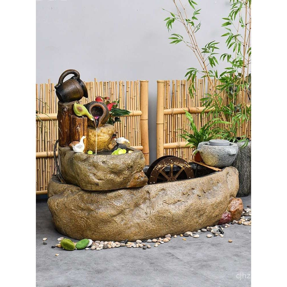 Pintu Masuk Balkoni Kolam Ikan Landskap Beredar Air Pancut Taman ...