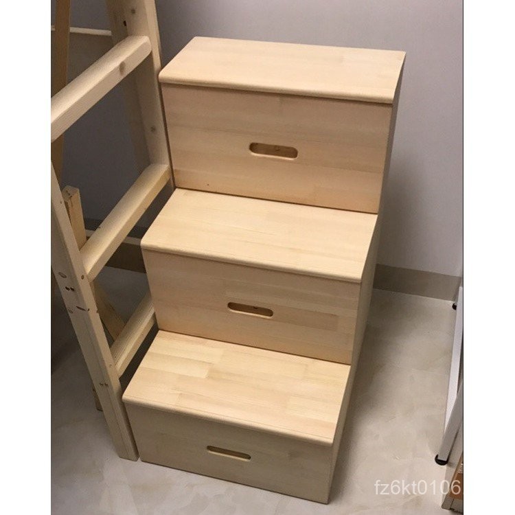 Simple Wooden Drawer Storage Solid Wood Ladder Cabinet Ladder Bed with ...