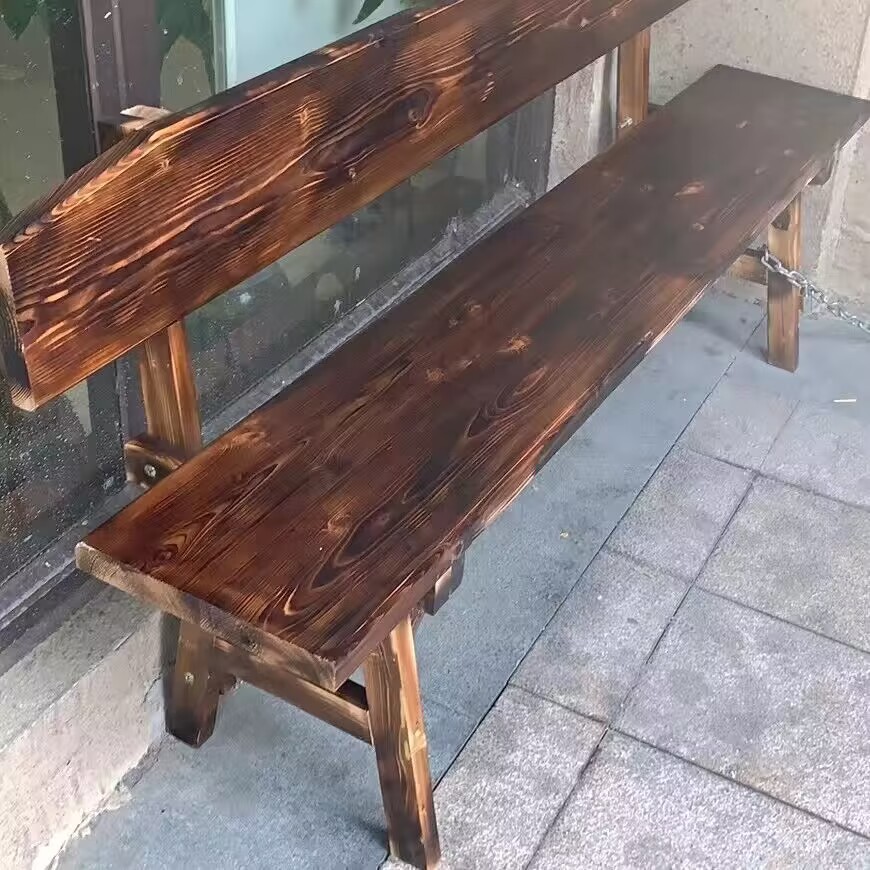 WK Backrest Bench Outdoor Solid Wood Bench Park Courtyard Bench ...
