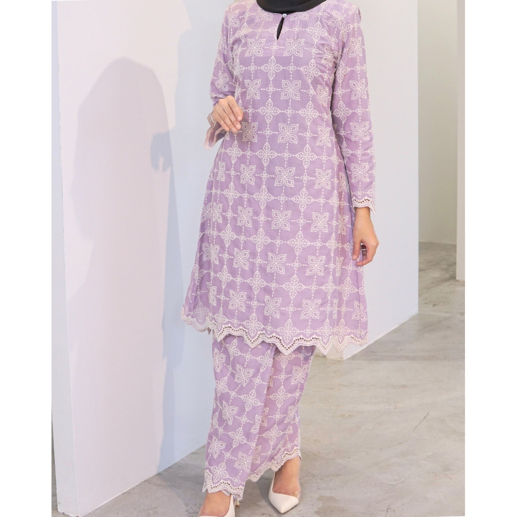 Baju Kurung Riau Klasik Lilac | Shopee Malaysia