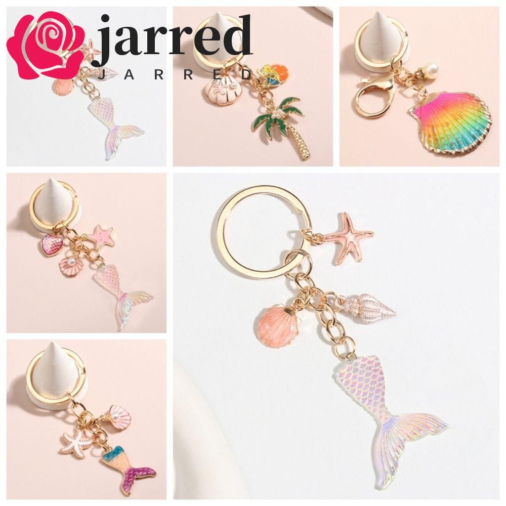 JARRED Starfish Shell Conch Heart Keyring, Starfish Conch Mermaid Tail Keyring, Keychain Beach ...