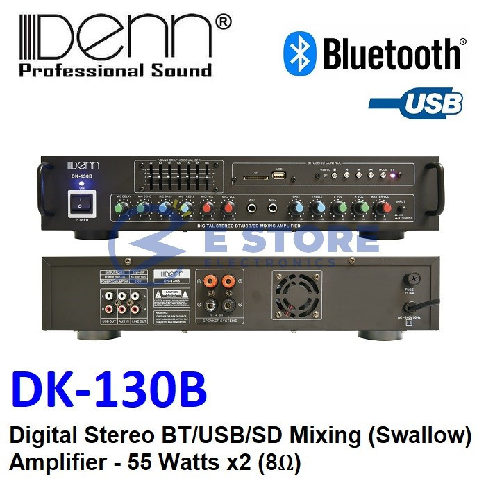 DENN DK-130B Professional Digital Stereo Mixing Amplifier (Bluetooth/USB/SD) | Shopee Malaysia