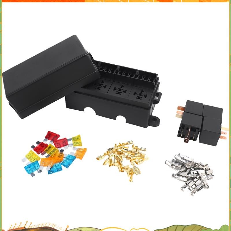 12 Way Blade Fuse Holder Box with Spade Terminals and Fuse 4PCS 4Pin ...
