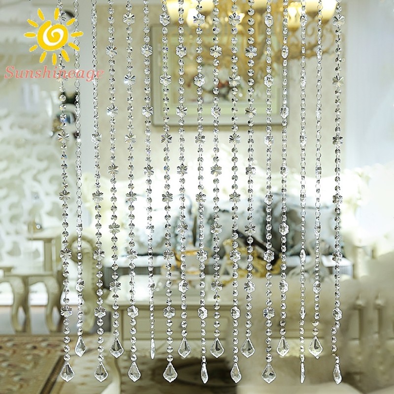 【SUNAGE】1string Glass For Crystal Bead Drape Door Valance Hanging Curtain Room Divider Decor【HOT ...