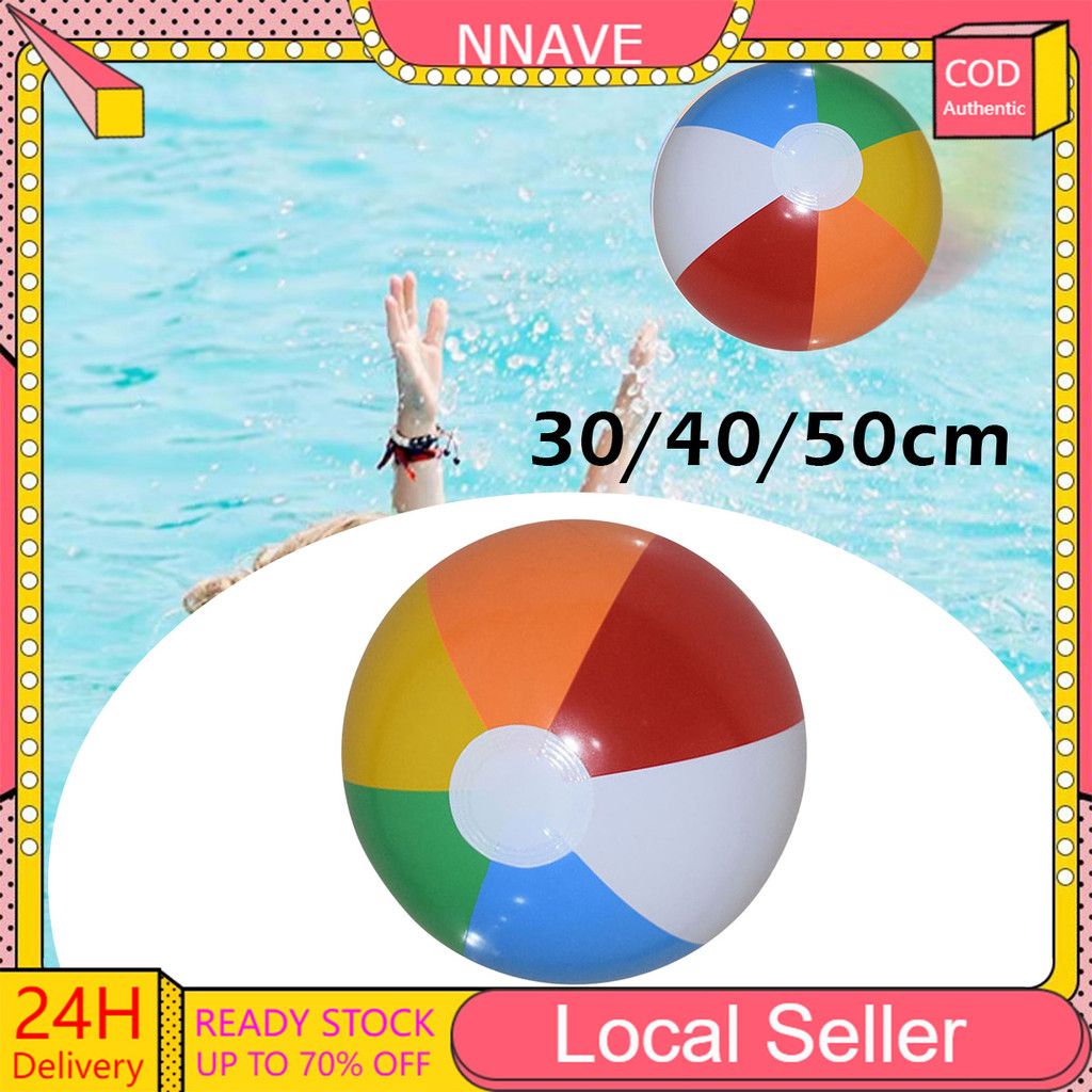 30/40/50CM Beach Ball 6 Color PVC Inflatable Swimming Pool Ball Outdoor ...