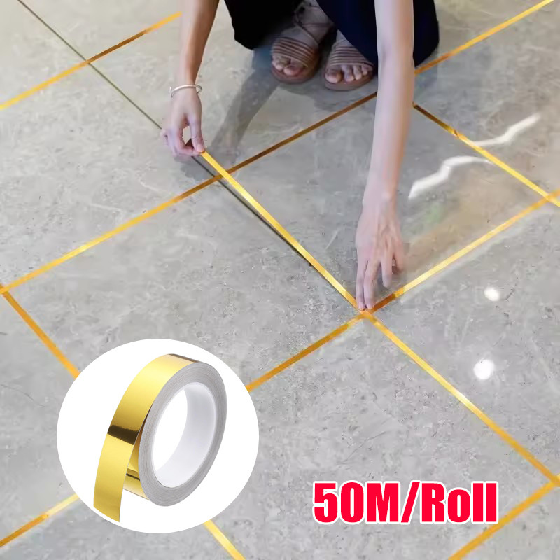 Gold Tile Gap Sticker Adhesive Floor Tile Strip Dinding Wall Ceramic ...