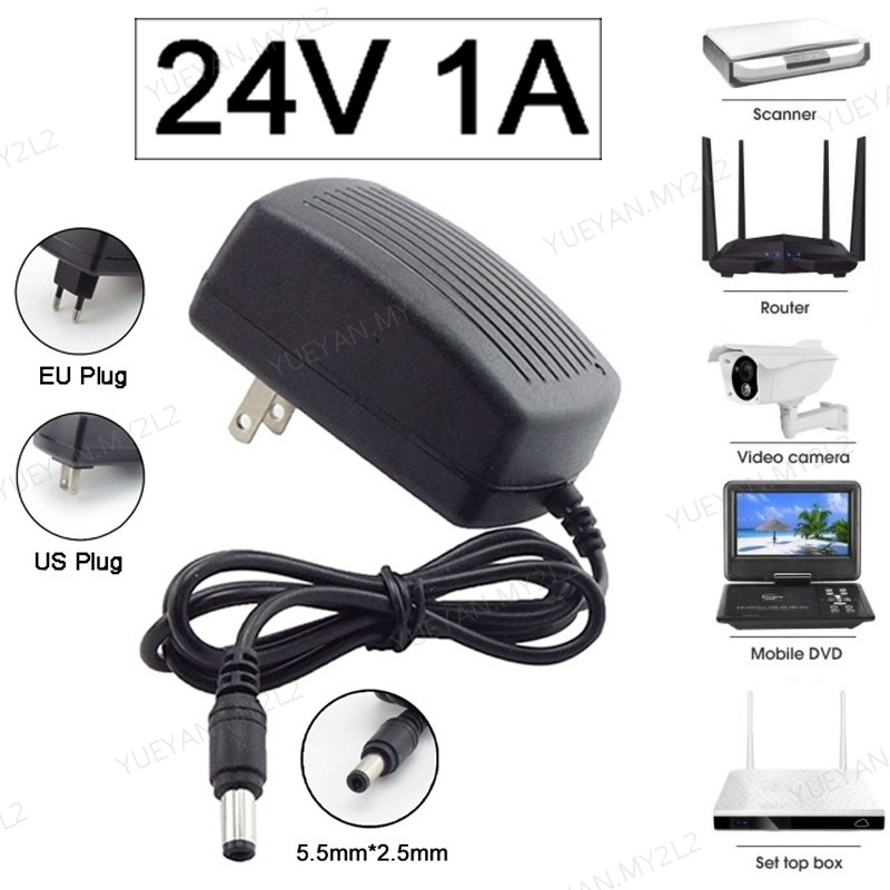 CCTV Adaptor 24V 1000ma AC 110-220V to DC 24V 1A Adapter Power Supply ...