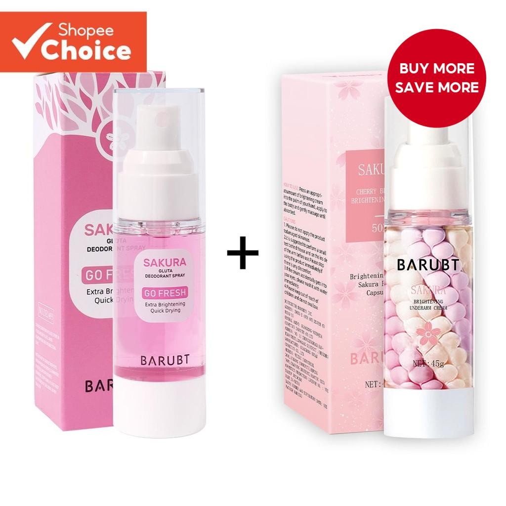 BARUBT Underarm Whitening Cream & Antiperspirant Spray Set for Odor and ...