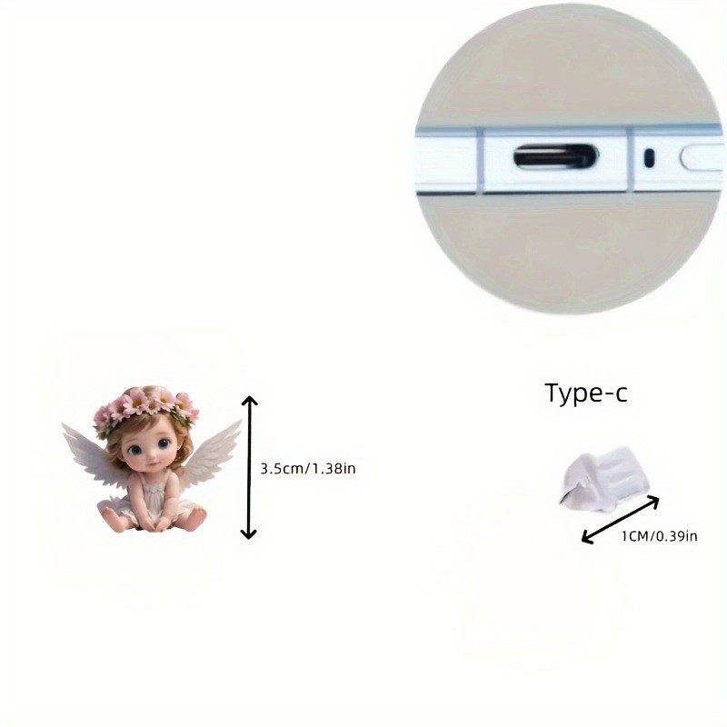 2D Flat Acrylic Butterfly Angel Anti-Dust Plugs,Charging Port Protector ...